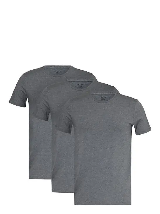 Falke Crewneck Ribbed-trim Cotton-blend Jersey T-shirts Pack Of Two Xxxl - Dark Grey -heather