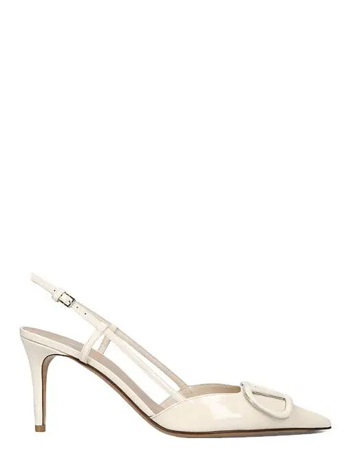 Valentino Garavani Vlogo 80 Patent-leather Slingback Courts - Winter Wht