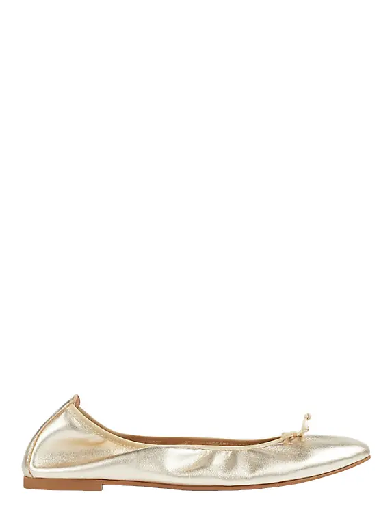 LK BENNETT Trilly Metallic Leather Ballerina Flats - Gol-champagne