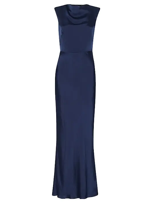 Whistles Cowl-neck Tie-back Maxi Dress - Navy