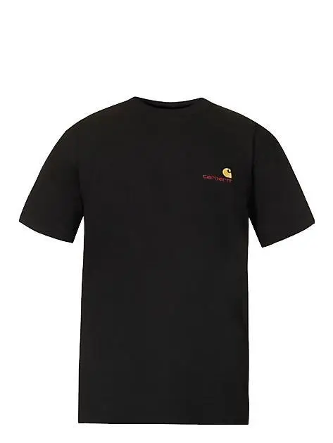 Carhartt Work In Progress American Script Logo-embroidered Cotton-jersey T-shirt - Black