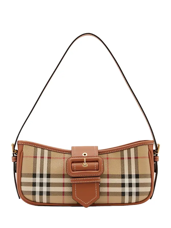 Burberry Check-print Faux-leather Baguette - Vntg Chk/briar Brown