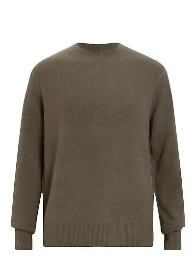 ALLSAINTS Statten Crew-neck Logo-embroidered Stretch-knit Jumper - Dusky Green