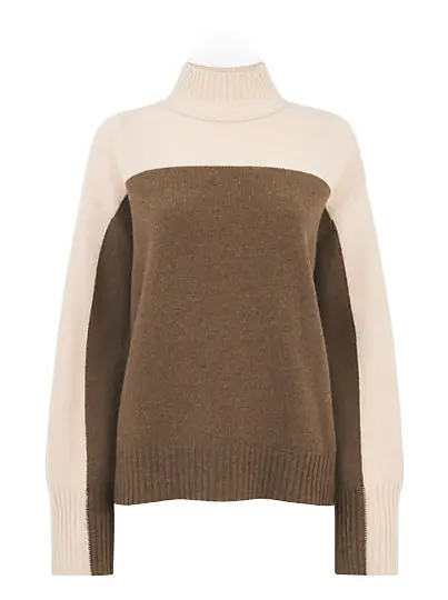 Whistles Colour-blocked Wool Jumper - Cream