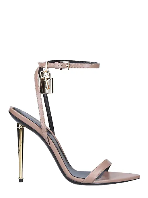 TOM FORD Padlock Leather Heeled Sandals - Blush