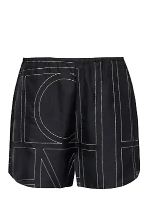 TOTEME Wide-leg High-rise Silk-twill Shorts - Black Monogram