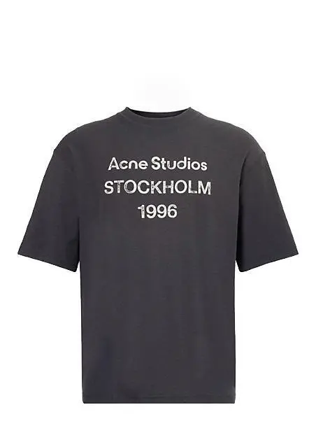 Acne Studios Exford 1996 Logo-print Cotton-jersey Blend T-shirt - Faded Black