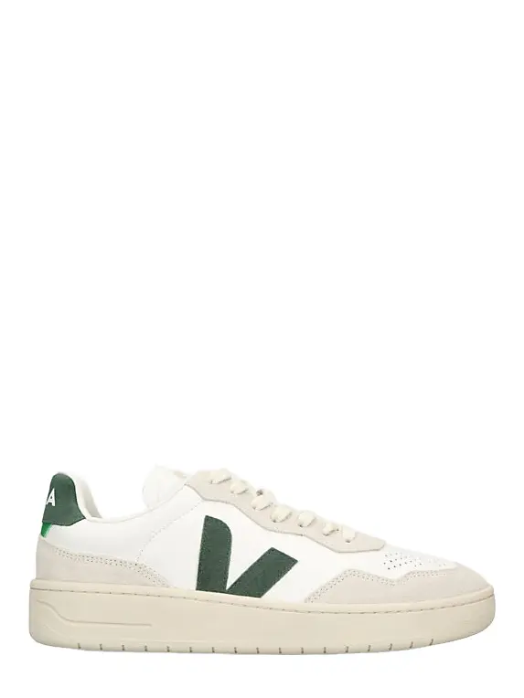 VEJA V-90 Logo-embroidered Leather Low-top Trainers - White/oth