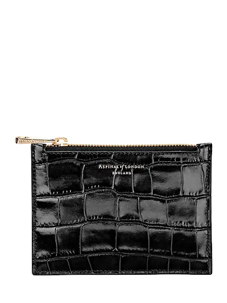 ASPINAL OF LONDON Croc-embossed Leather Pouch - Black