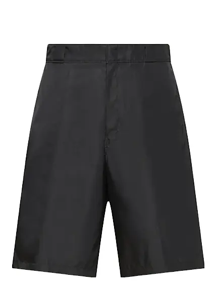 Prada Bermuda Brand-plaque Nylon Shorts - Black