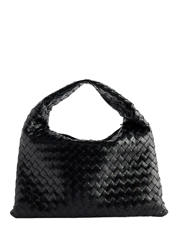 Bottega Veneta Hop Small Leather Shoulder Bag - Black-m Brass