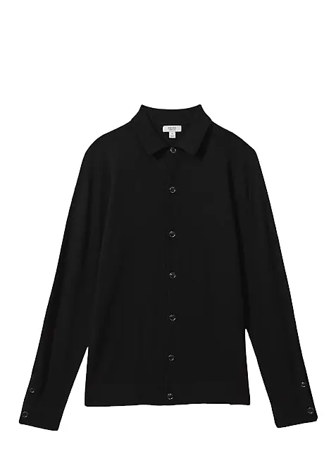 REISS Forbes Buttoned Wool Cardigan - Black