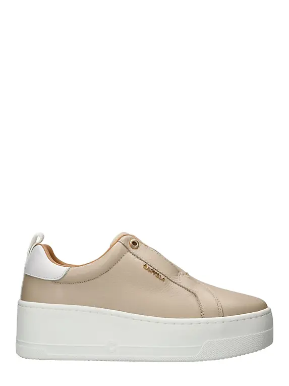 Carvela Connected Laceless Platform Leather Trainers - Taupe