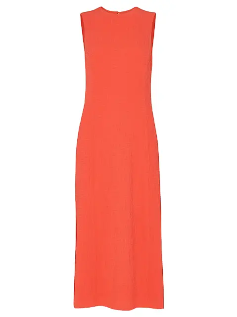 Whistles Slim-fit Textured Stretch-woven Midi Dress - Coral