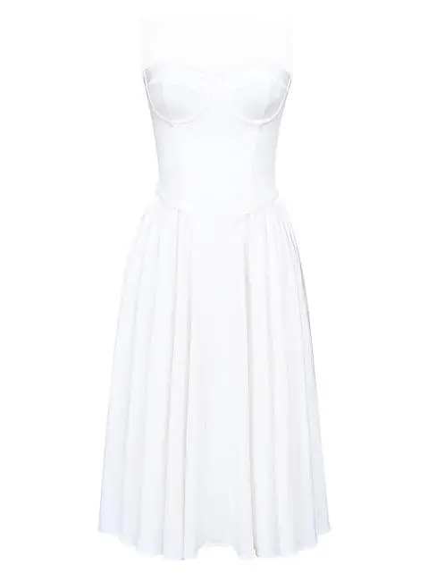 House Of Cb Samaria Corseted Woven Midi Dress - White