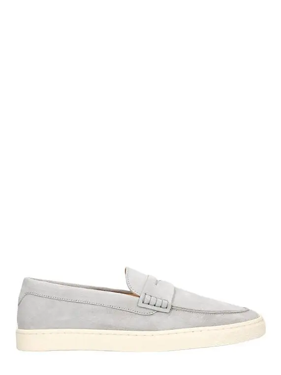 Brunello Cucinelli Hybrid Penny-detail Suede Loafers - Grey/light