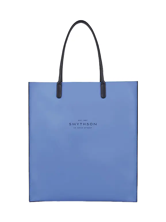 Smythson Kingly Logo-embossed Leather Tote Bag - Smythson Blue