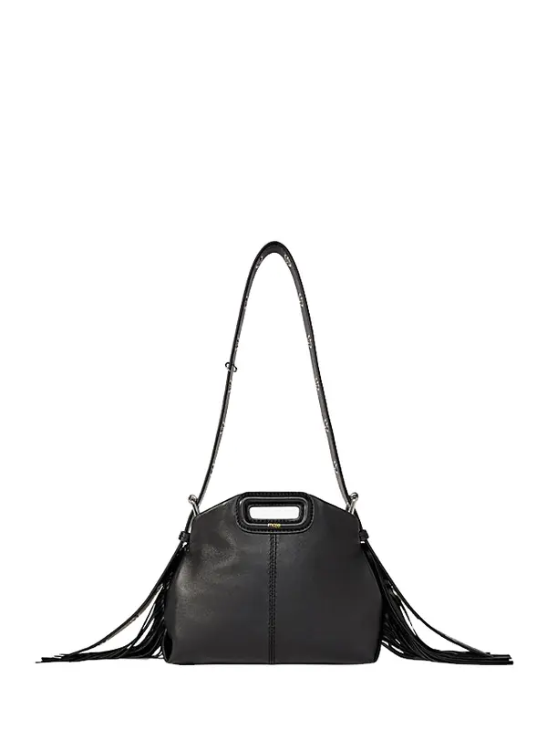 Maje Miss M Mini Logo-embossed Leather Shoulder Bag - Noir / Gris