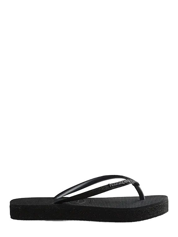 Havaianas Slim Flatform Glitter-strap Rubber Flip-flops - Black