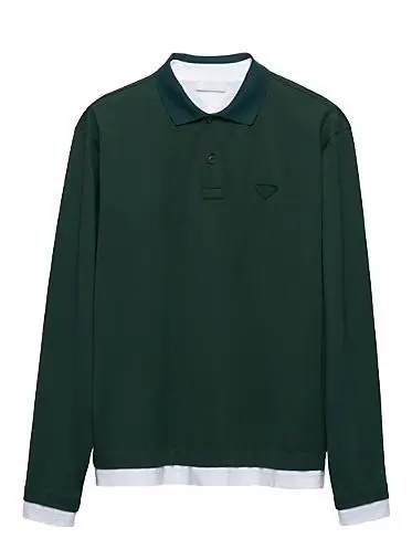 Prada Conceptual Triangle-logo Cotton Polo Shirt - Green