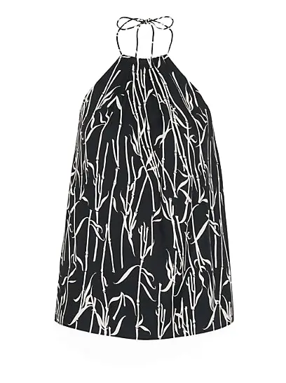 Whistles Bamboo-print Halter Neck Top - Monochrome