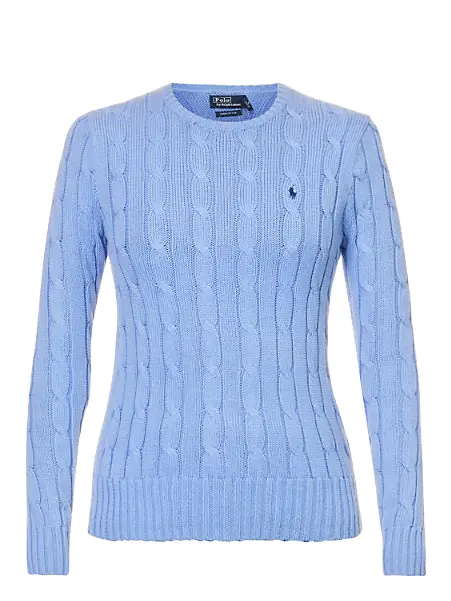 Ralph Lauren Julianna Cable-knit Cotton Top - New Litchfield Blue
