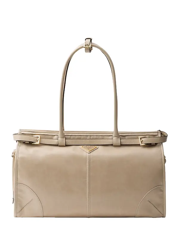 Prada Logo-plaque Leather Top-handle Bag - Neutral