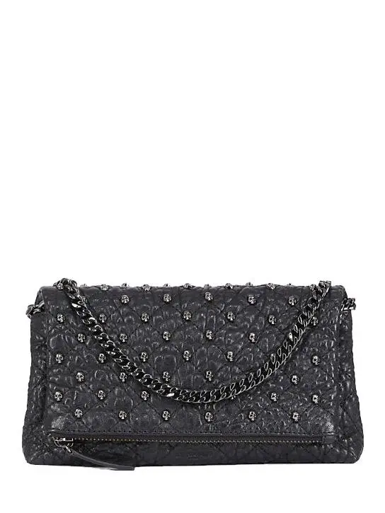 The Kooples Skull-embellished Quilted Leather Clutch - Black