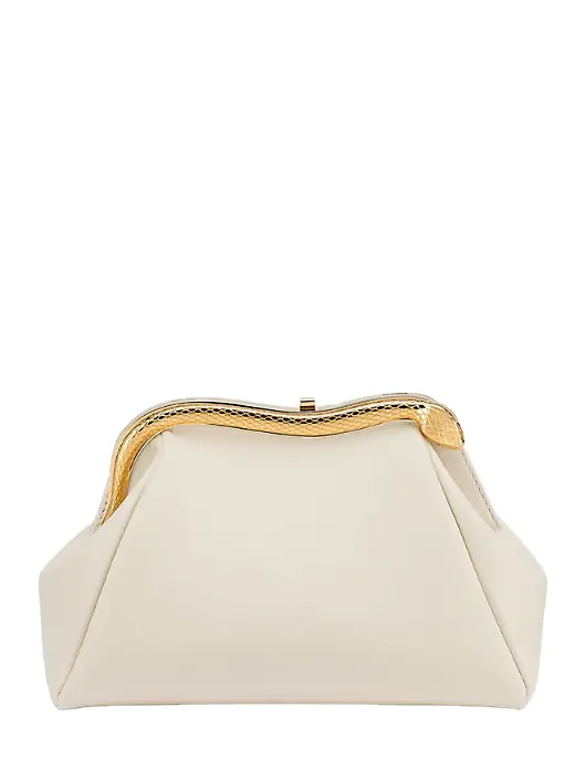 BVLGARI Serpentine Leather Clutch - White
