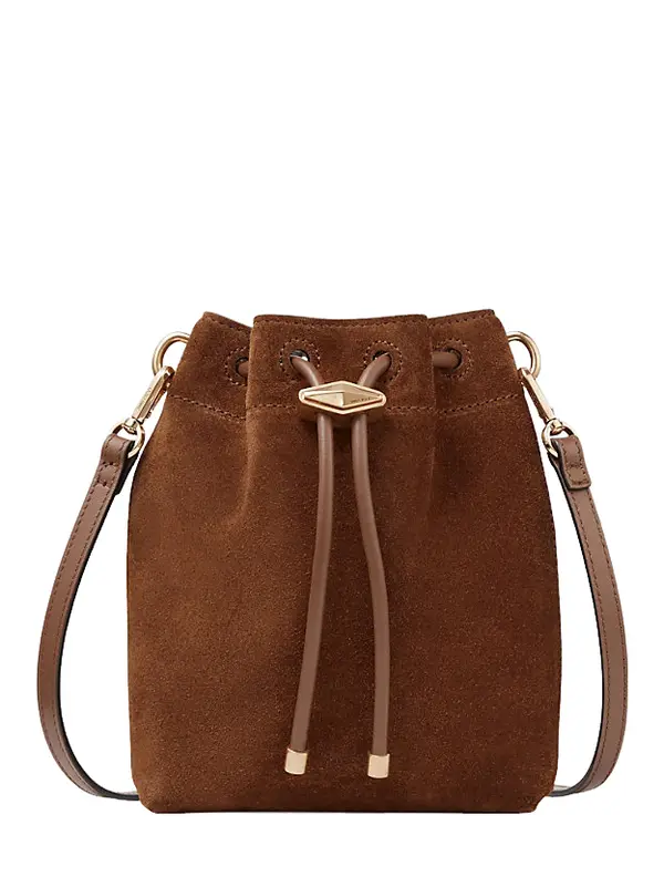 JIMMY CHOO Cinch Mini Suede Top-handle Shoulder Bag - Tan/gold