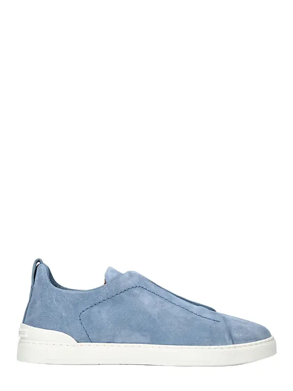 Ermenegildo Zegna Triple Stitch Suede Low-top Trainers - Mid Blue