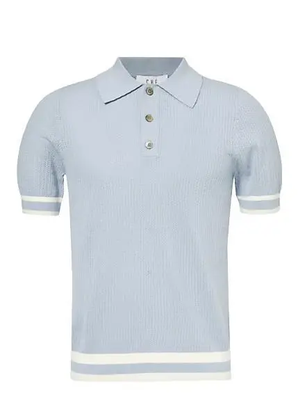 CHE Quinn Stripe-trimmed Cotton-knit Polo Shirt - Powder Blue