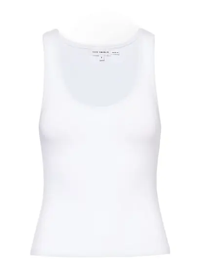 Good American Ribbed Stretch-cotton Top - White001