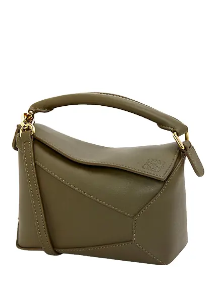 Loewe Puzzle Edge Mini Leather Shoulder Bag - Dark Khaki Green