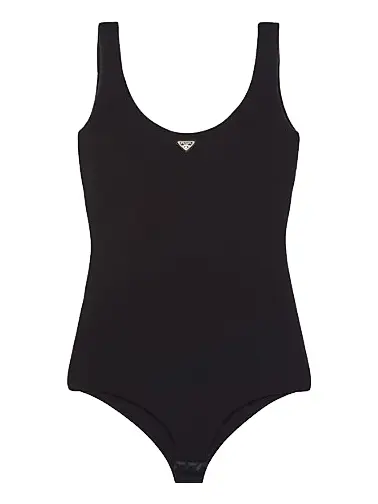Prada Brand-plaque Fitted Stretch Nylon Body - Black