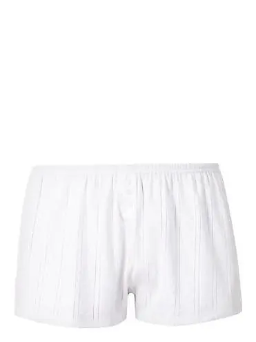 COU COU Pointelle High-rise Cotton Shorts - 001 White