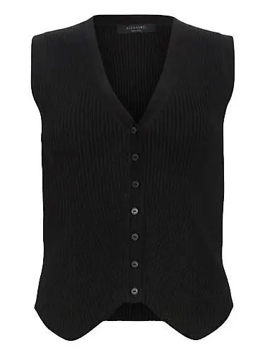 ALLSAINTS Cruz V-neck Ribbed Knitted Waistcoat - Black
