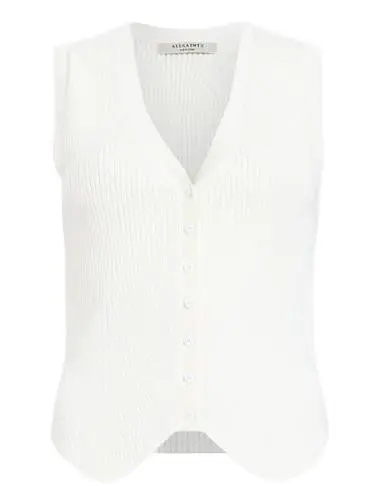 ALLSAINTS Cruz V-neck Ribbed Knitted Waistcoat - Chalk White
