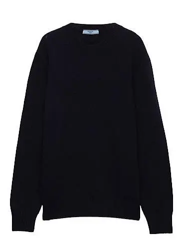 Prada Logo-pattern Wool And Cashmere-blend Jumper - Blue