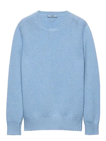 Prada Logo-pattern Wool And Cashmere-blend Jumper - Light Blue