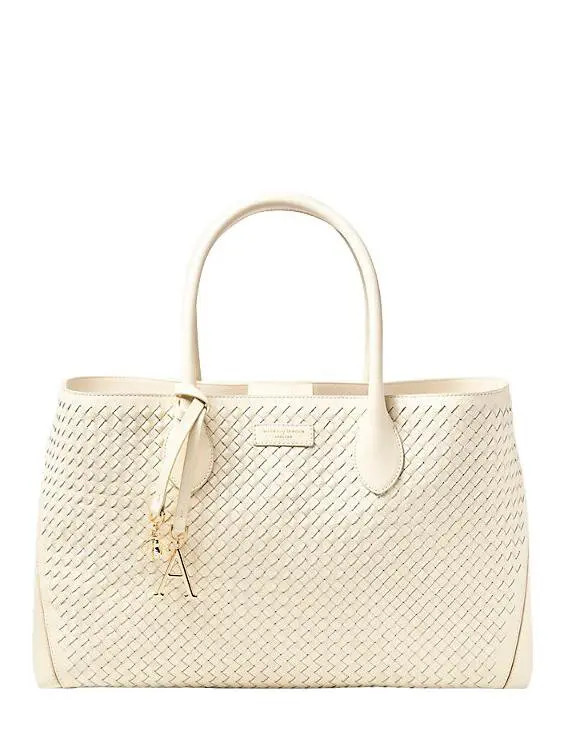 ASPINAL OF LONDON Logo-print Leather Tote Bag - Ivory