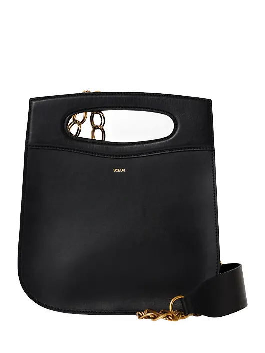 Soeur Cheri Leather Tote Bag - Black