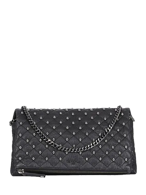 The Kooples Skull-embellished Quilted Leather Clutch - Black
