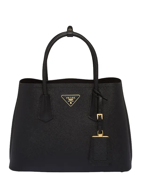 Prada Double Leather Top-handle Bag - Black