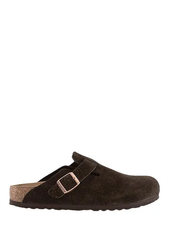 BIRKENSTOCK Boston Logo-embossed Suede Clogs - Mocca Suede