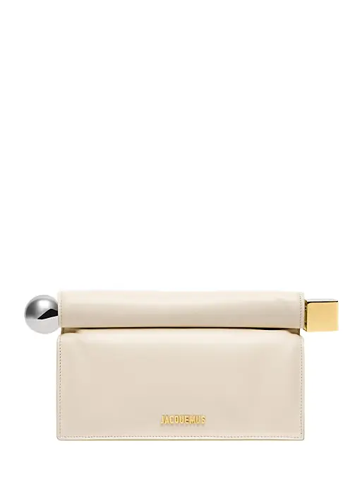 Jacquemus La Pochette Rond Carré Leather Clutch - Light Ivory