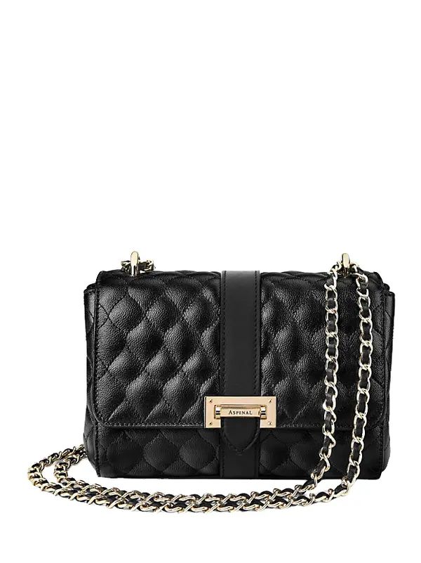 ASPINAL OF LONDON Lottie Quilted Leather Shoulder Bag - Black