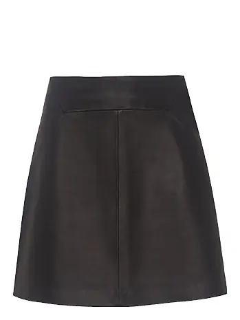 Whistles A-line Leather Mini Skirt - Black