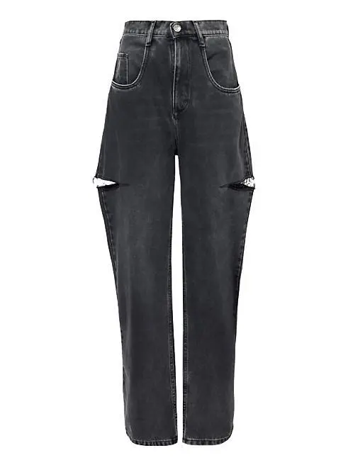 MAISON MARGIELA Slashed Wide-leg Jeans - Black Washed
