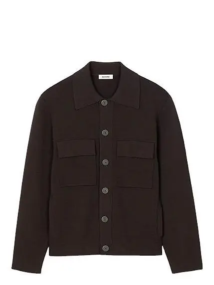 Sandro Patch-pocket Knitted Cardigan - Chocolate